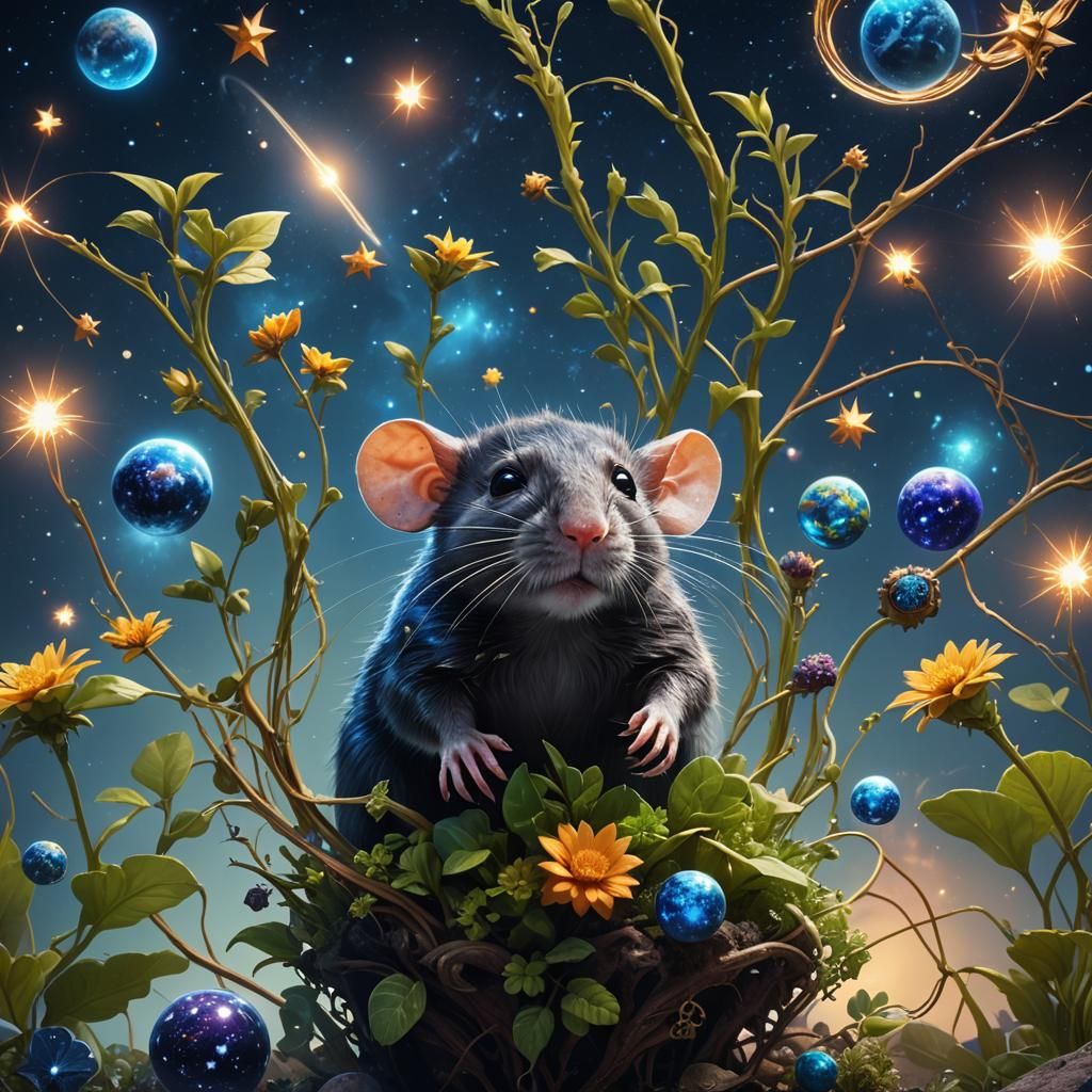 Rat Watching Plants - AI Generated Artwork - NightCafe Creator