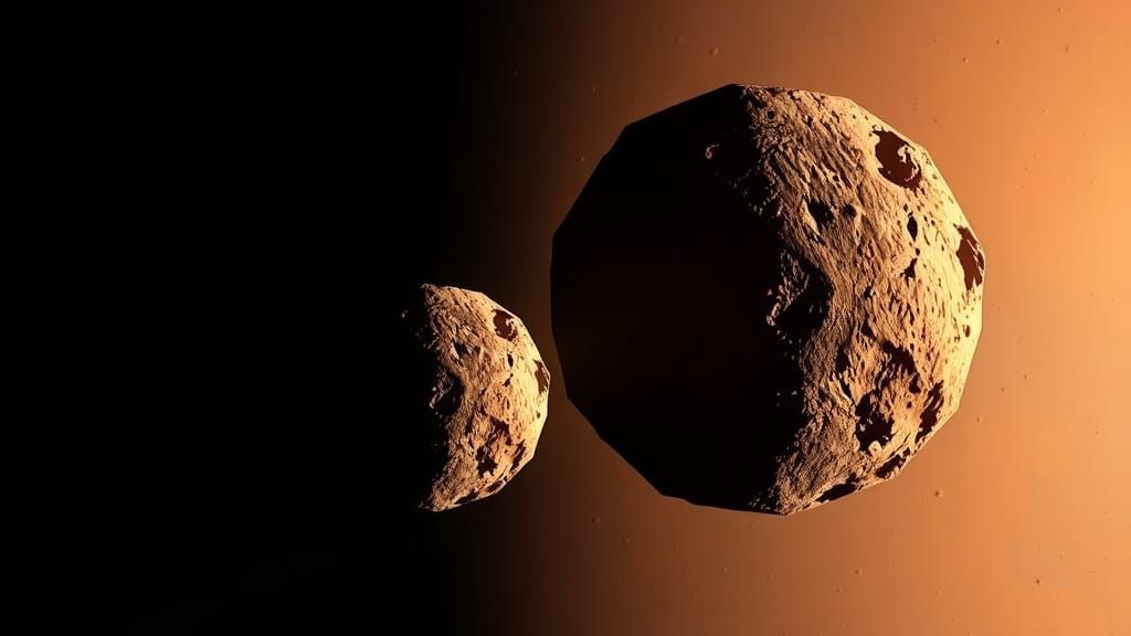 Phobus and Deimos, two moons of Mars, both are irregular in shape and creamy colours .Discovered ...