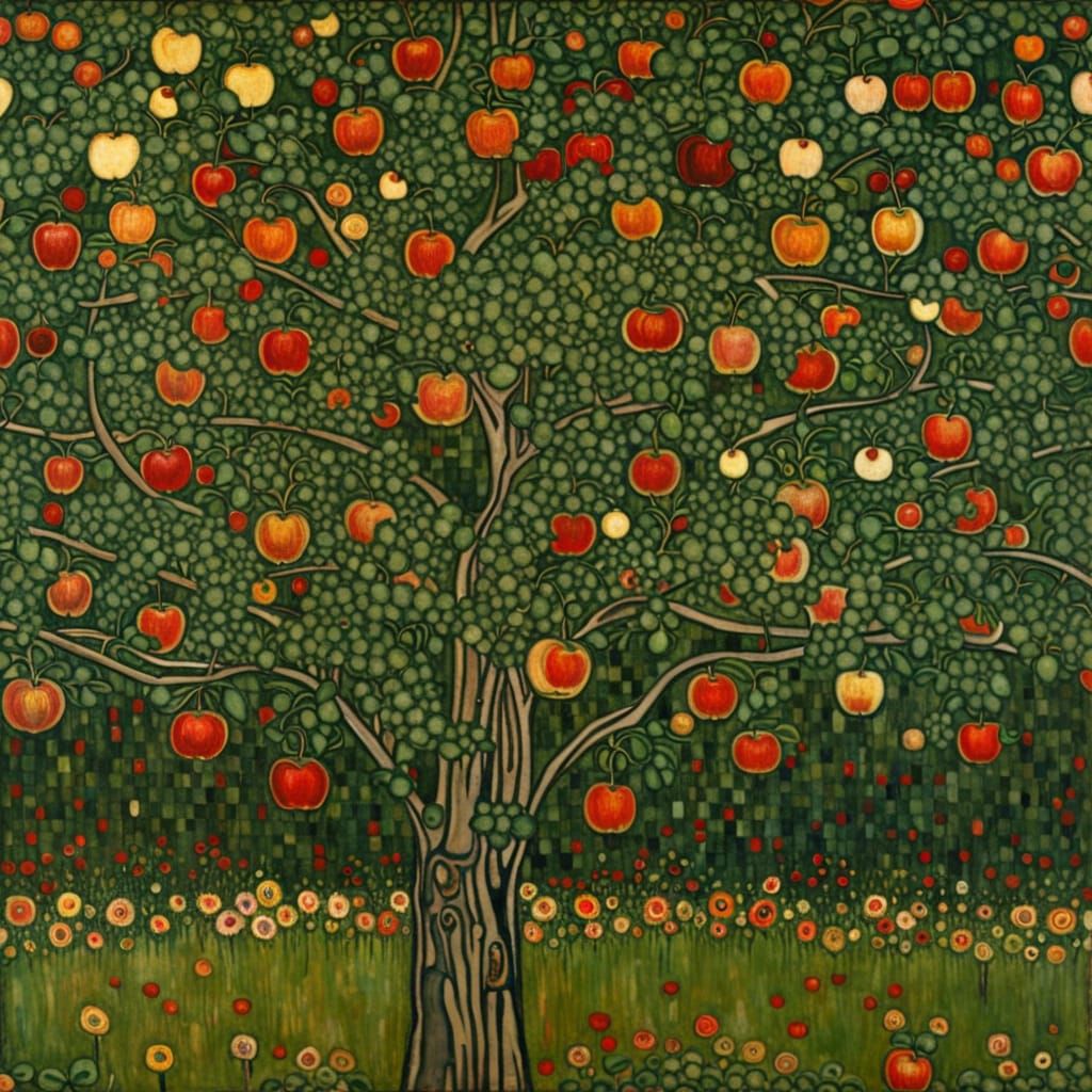 Apple tree by Gustav Klimt - AI Generated Artwork - NightCafe Creator
