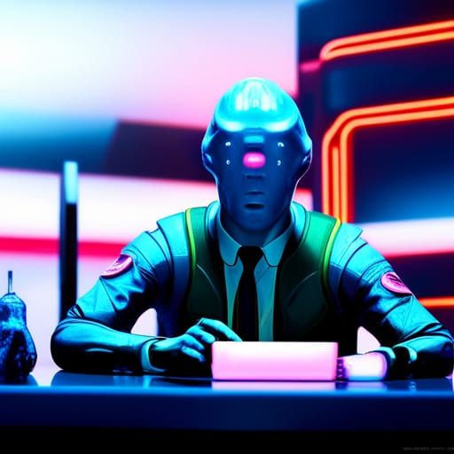 Alien bank teller - AI Generated Artwork - NightCafe Creator