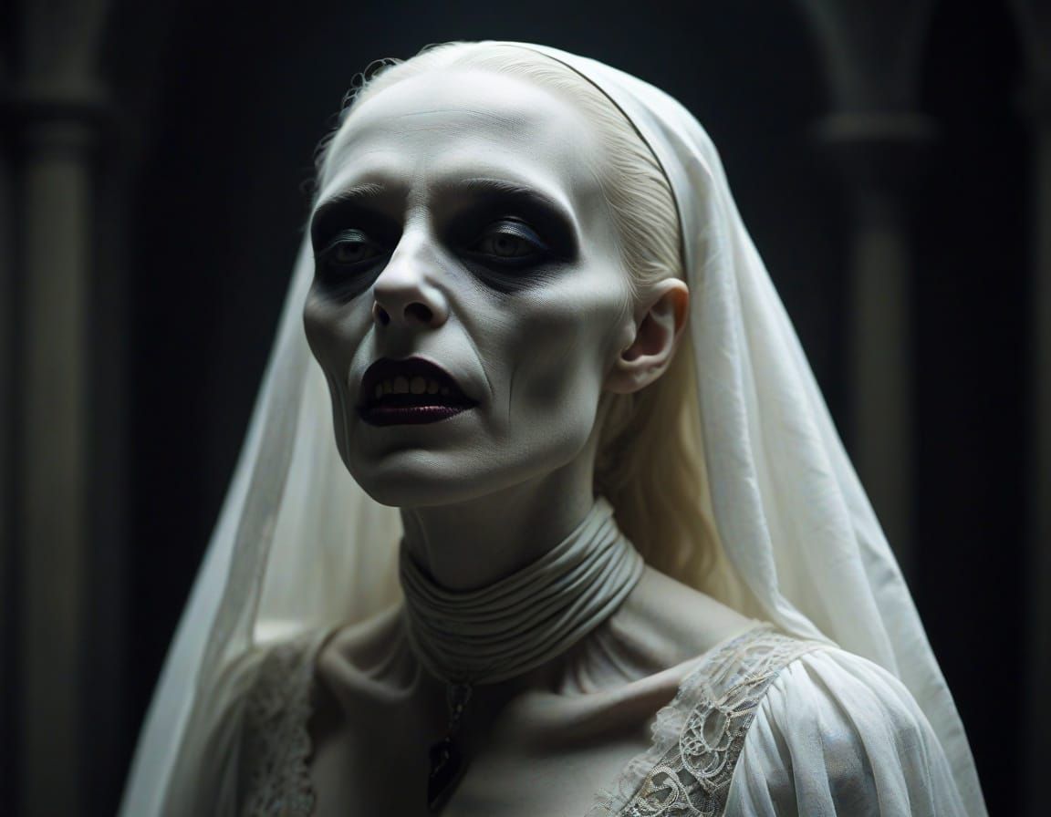 Grotesque Vampire Sucks Blood from Entranced Lady ... - AI Art