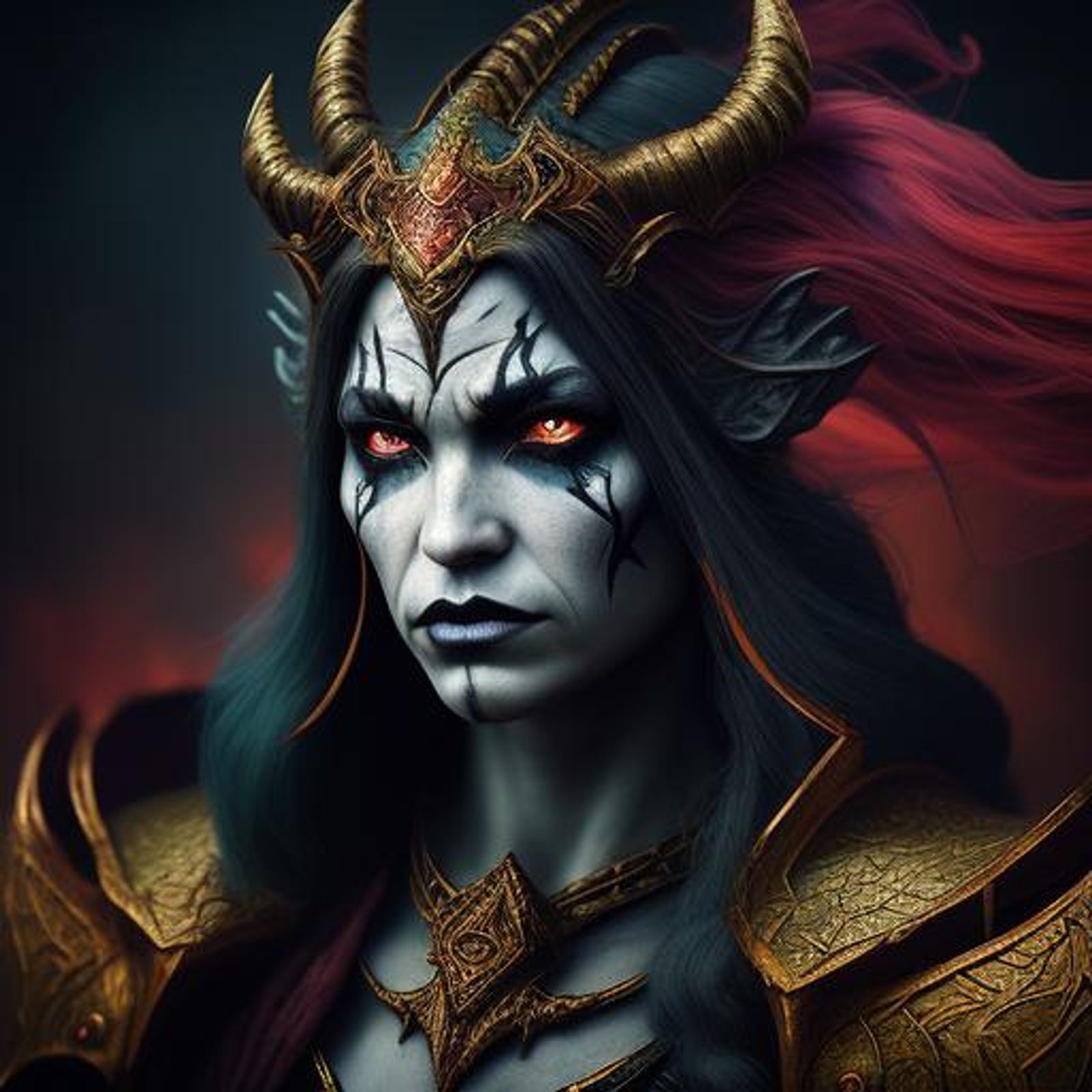 Fantasy deity, female, goddess of Pain and Death, serious demeanor - AI ...