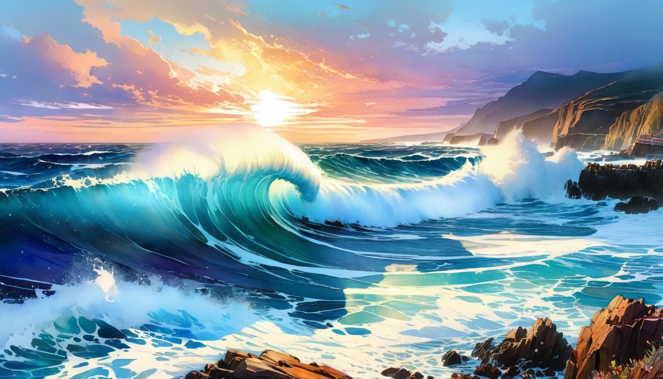 Ocean Waves - AI Generated Artwork - NightCafe Creator