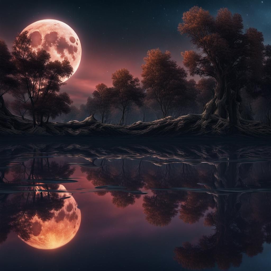 Lunar reflection - AI Generated Artwork - NightCafe Creator