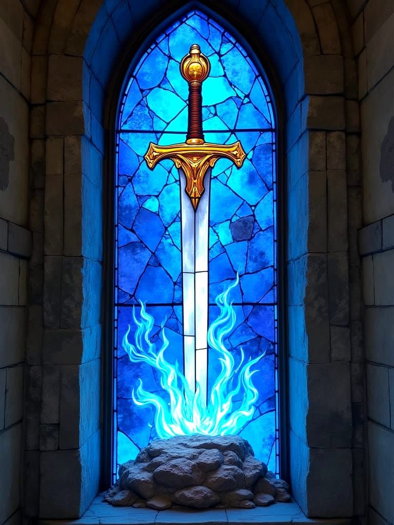 The Sword in the Stone - Stained Glass Masterpiece of the Sw...