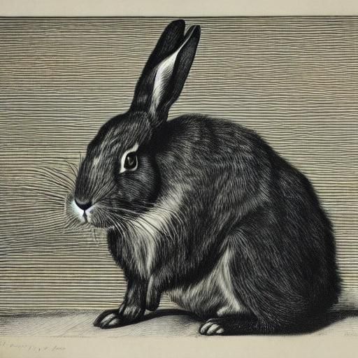 Agressive rabbit with giant herring Black and white portrait by Ernst ...