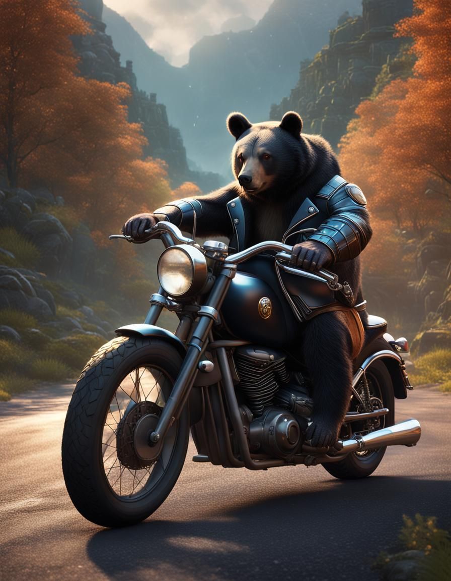 Black Biker Bear - AI Generated Artwork - NightCafe Creator