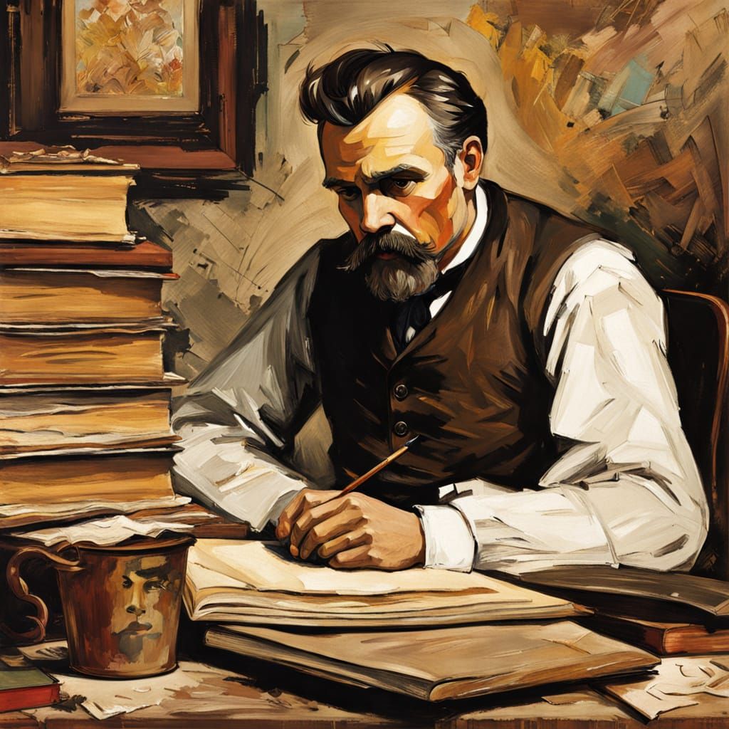 Friedrich Nietzsche in color - Philosopher in a Warmly Lit S...