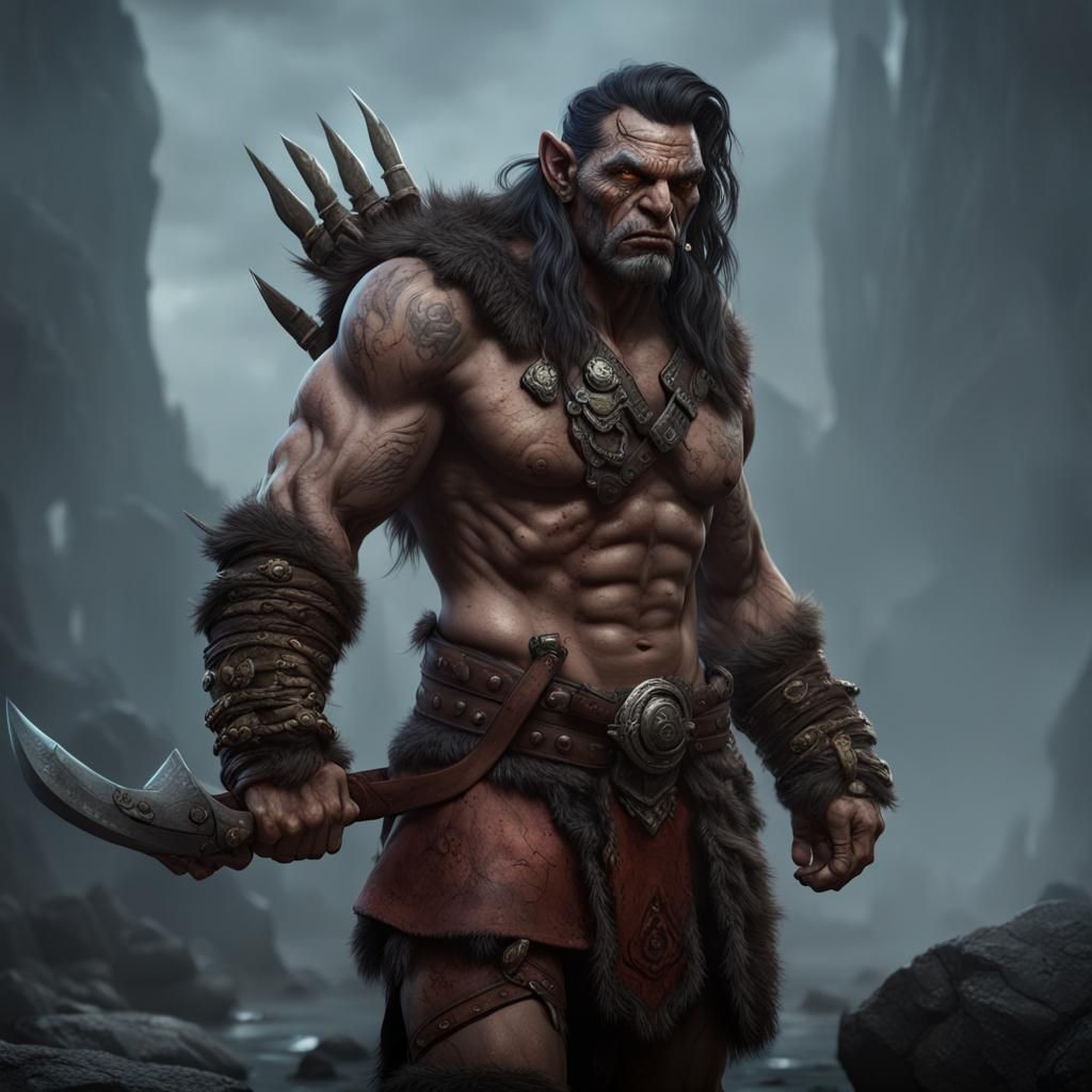 male half orc barbarian - AI Generated Artwork - NightCafe Creator