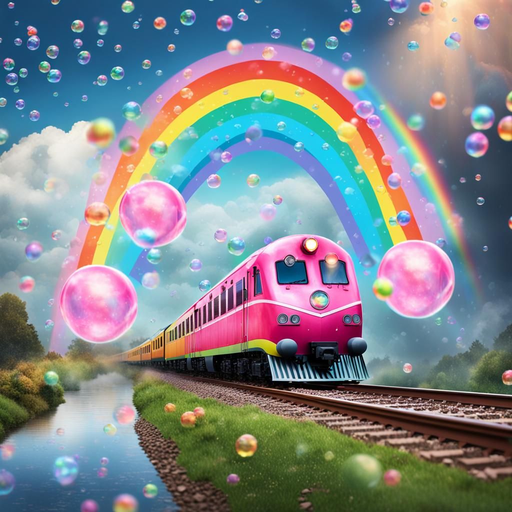 Bubble gum train - AI Generated Artwork - NightCafe Creator
