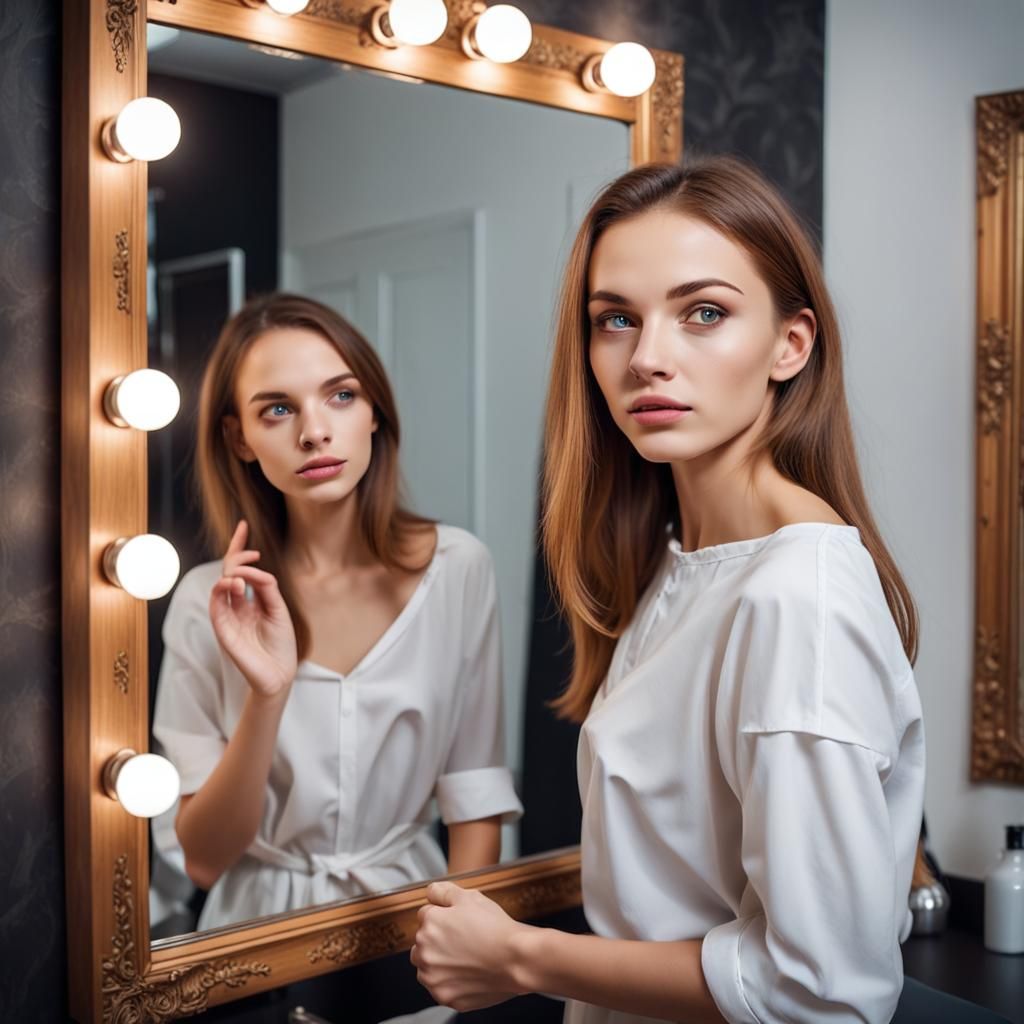 Girl and mirror. - AI Generated Artwork - NightCafe Creator