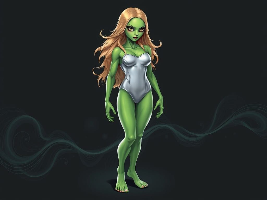 Alien in a Swimsuit - Galactic Wrestler in Shimmering Single...