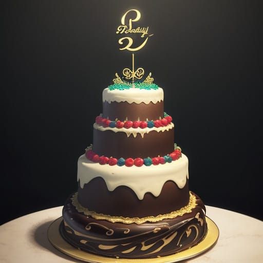 Decadent Birthday Torta in Anime-Inspired Style - AI Art