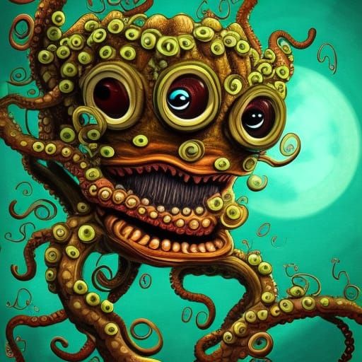 tentacled apple monster beholder fantasy art - AI Generated Artwork ...