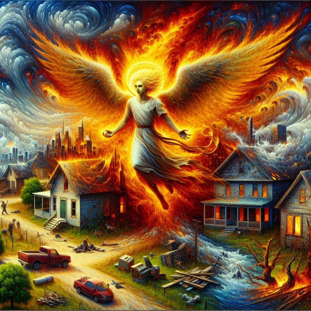 A beautiful blonde flaming angel of death brings destruction to small ...