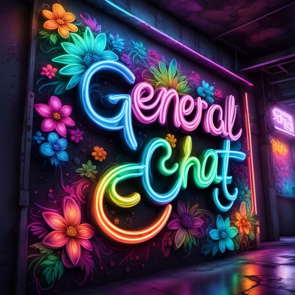 General Chat Neon Sign - AI Generated Artwork - NightCafe Creator