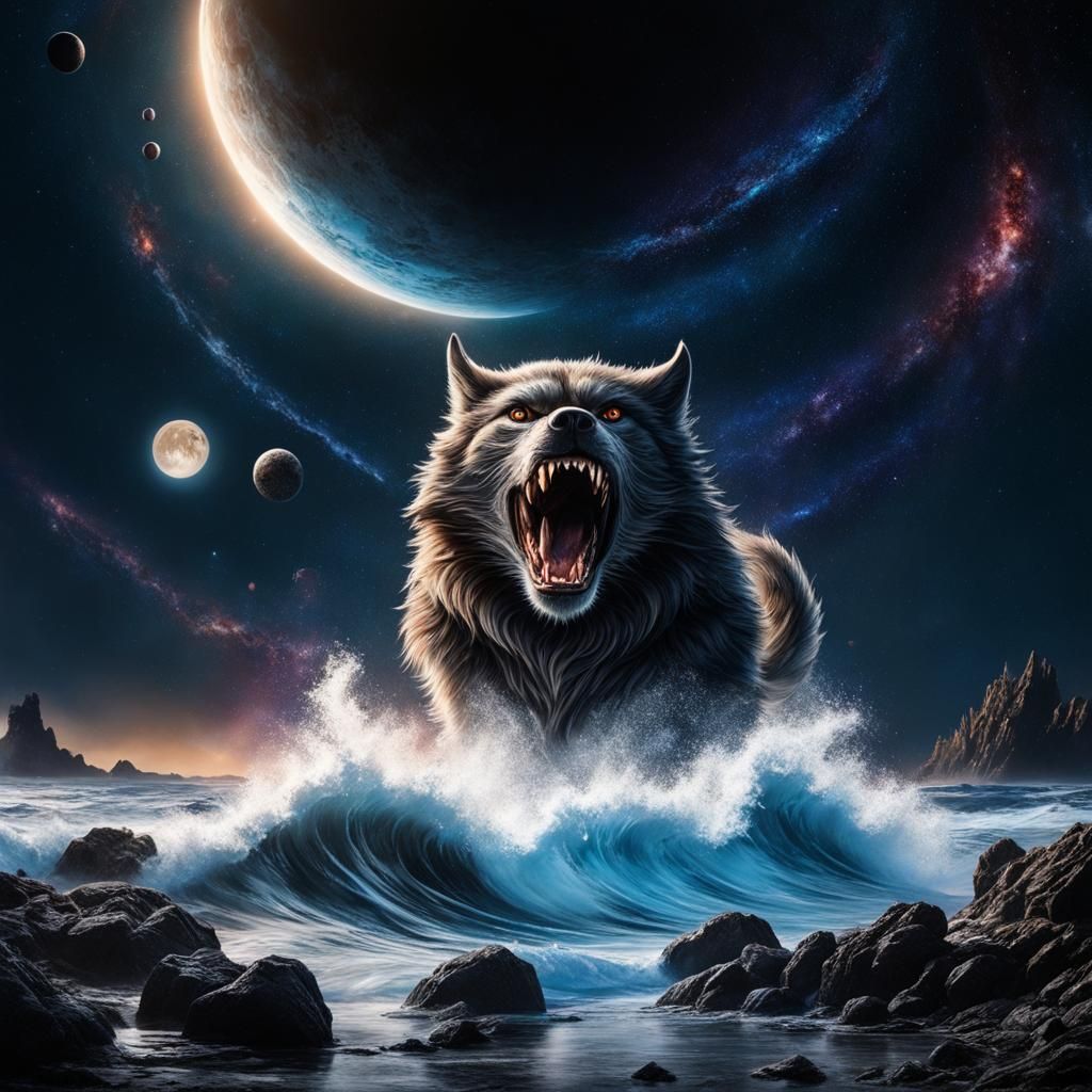 Wolf at night - AI Generated Artwork - NightCafe Creator