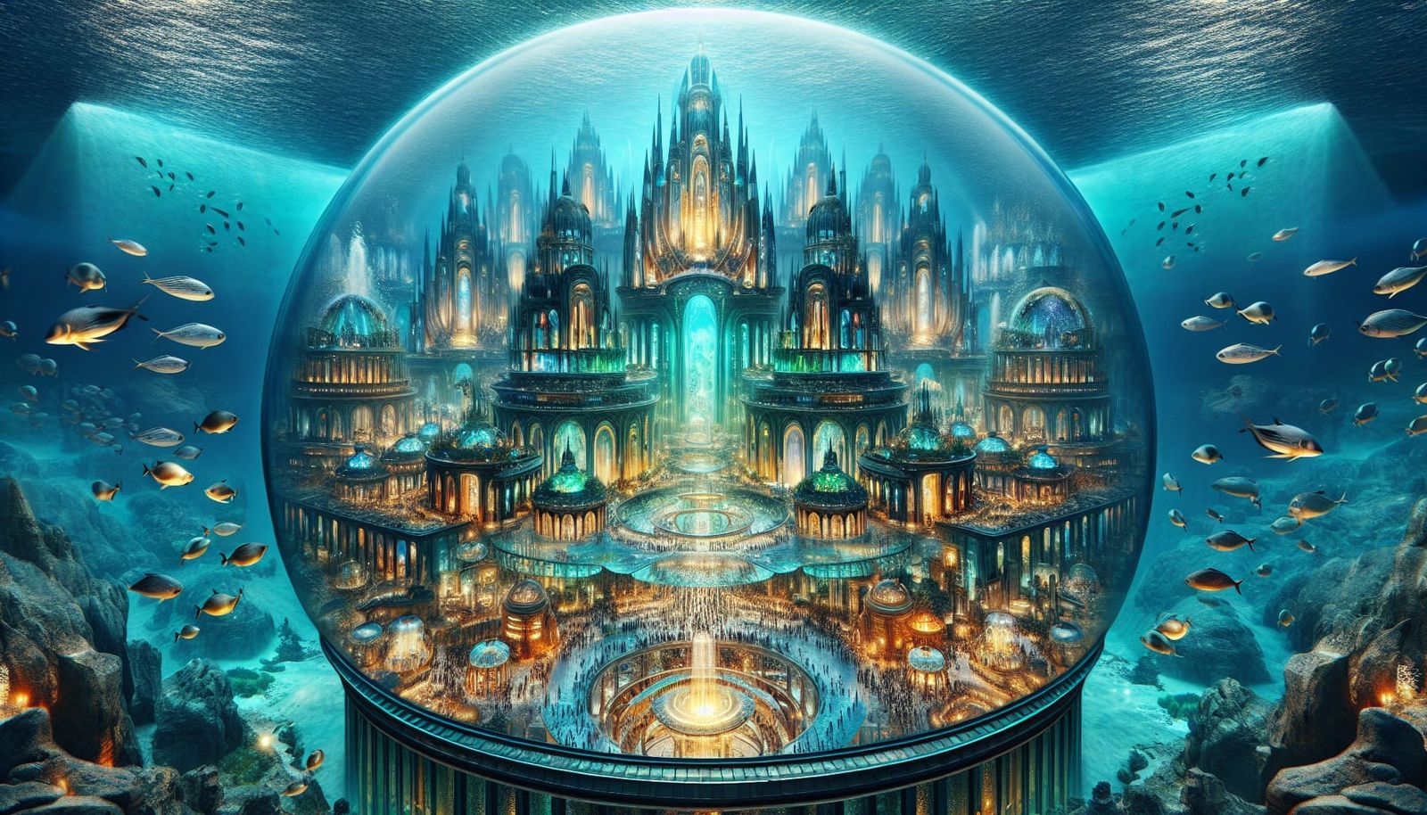 Underwater city of Atlantis inside a dome - AI Generated Artwork ...