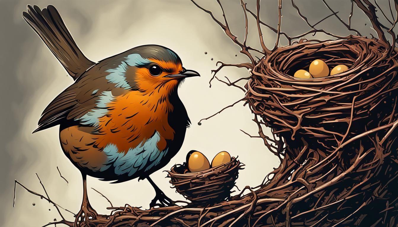 Robin Two Nests - AI Generated Artwork - NightCafe Creator