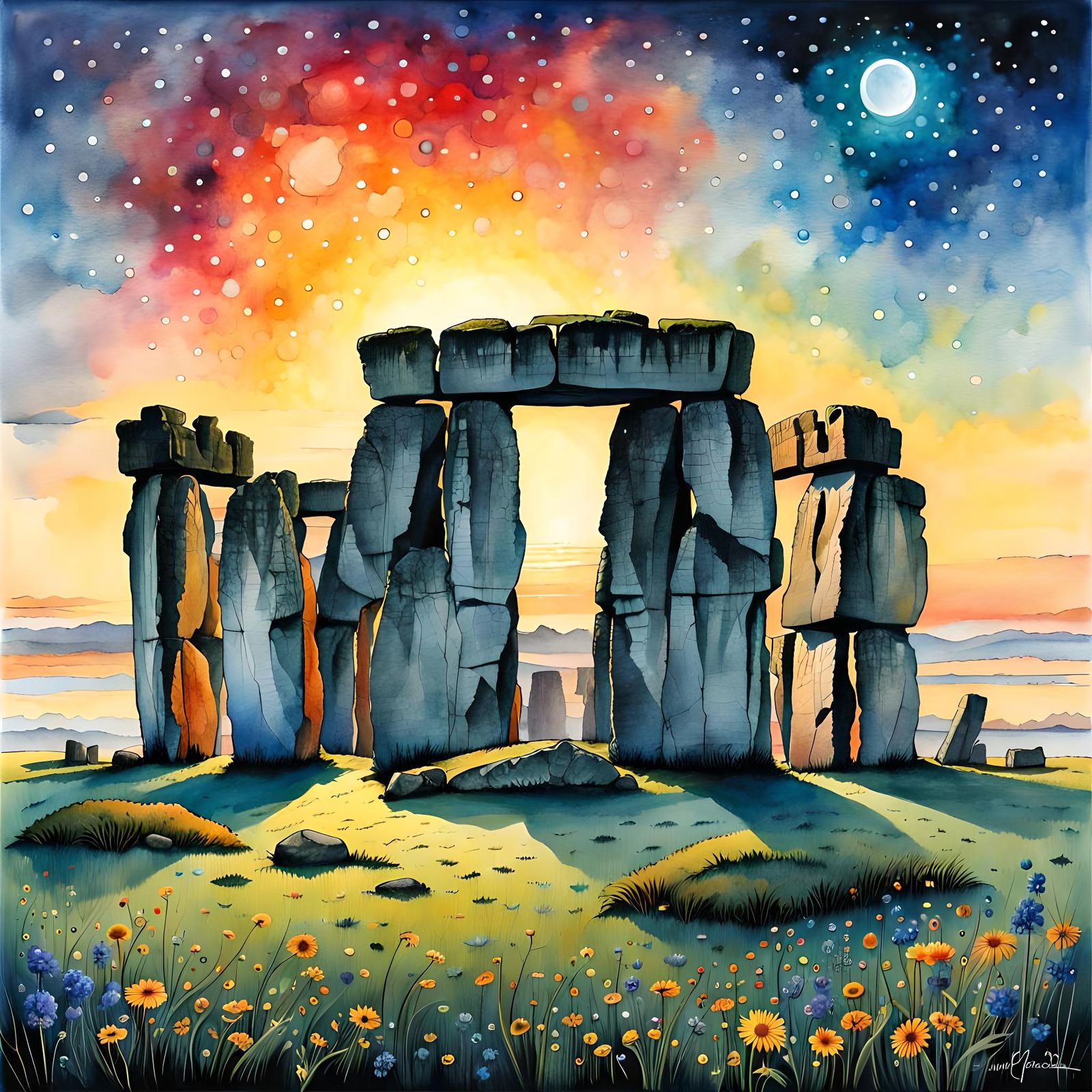 Prehistoric Summer Solstice at Stonehenge - AI Generated Artwork ...