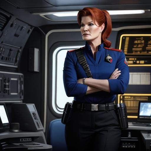 Kate Mulgrew as Kathryn Janeway, Captain Janeway on the USS-Voyager ...