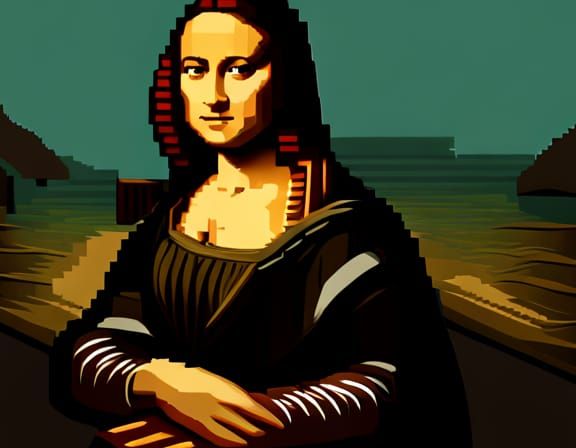 pixel art, 8-bit,The Mona Lisa, video game, low res - AI Generated ...