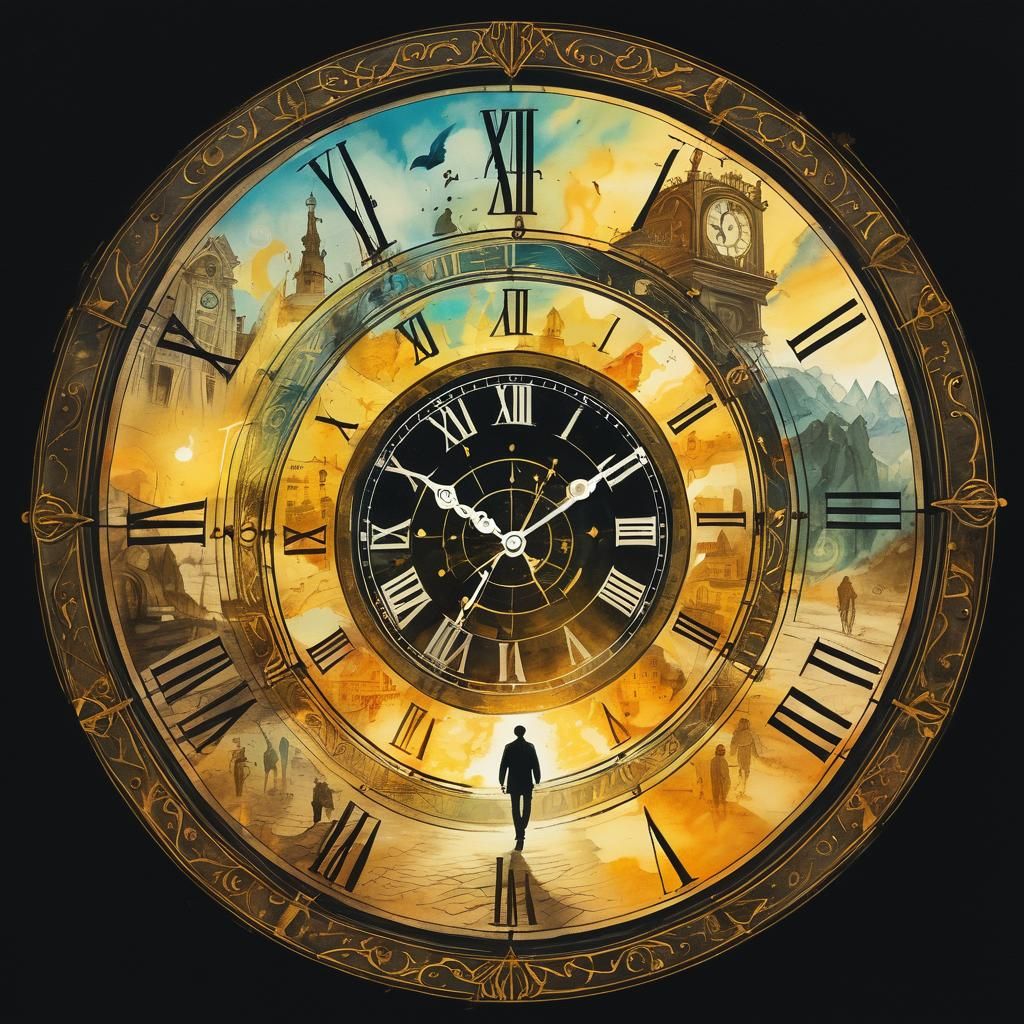A time traveler walking through a clock #2 - AI Generated Artwork ...