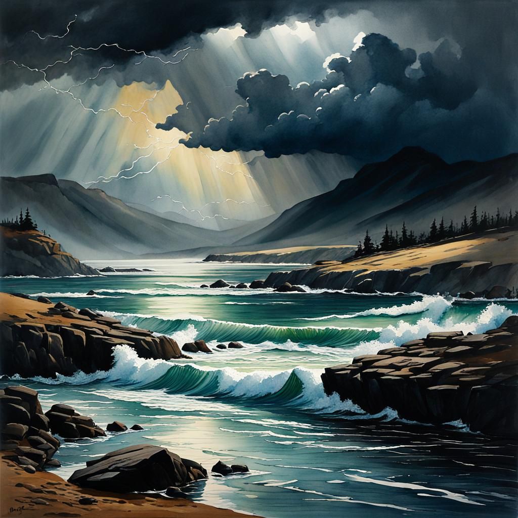 Dramatic Seascape - AI Generated Artwork - NightCafe Creator