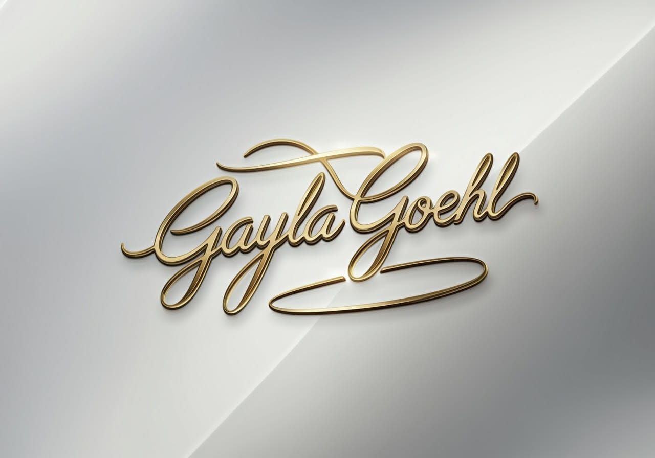 A modern, sleek TYPOGRAPHIC sans serif logo with the text "Gayla Goehl ...