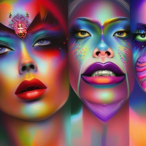 a woman's face is painted in multicolors - AI Generated Artwork ...
