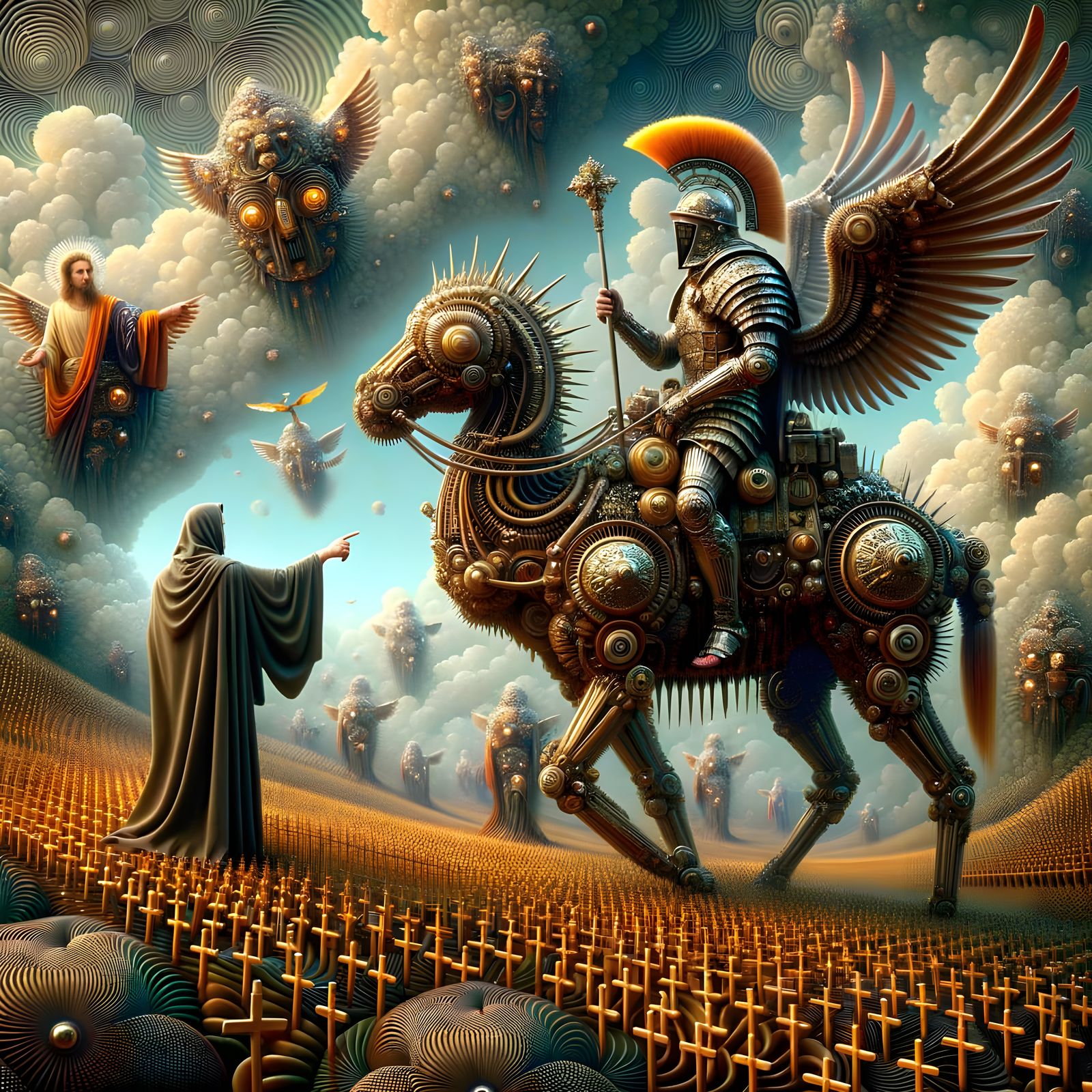 Steampunk Roman Centurion on Robot Camel in Vibran... - AI Art