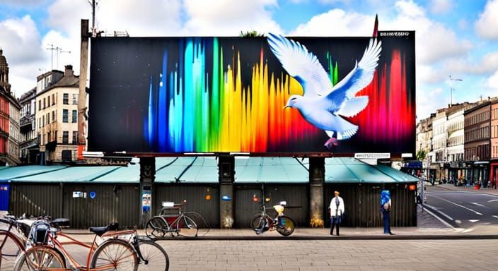 A BILLBOARD beautiful street_art painting || A PERFECTLY_DETAILED WHITE ...