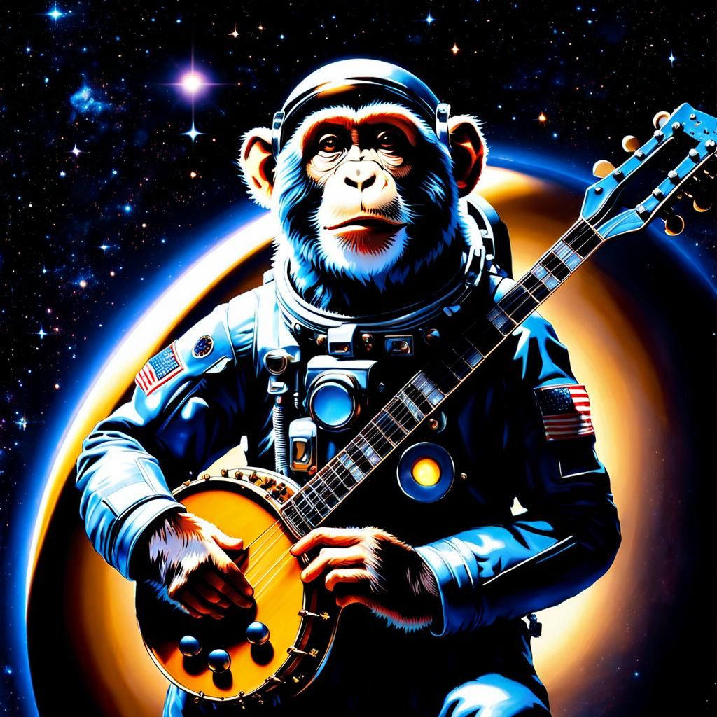 Monkey Playing Banjo - AI Generated Artwork - NightCafe Creator