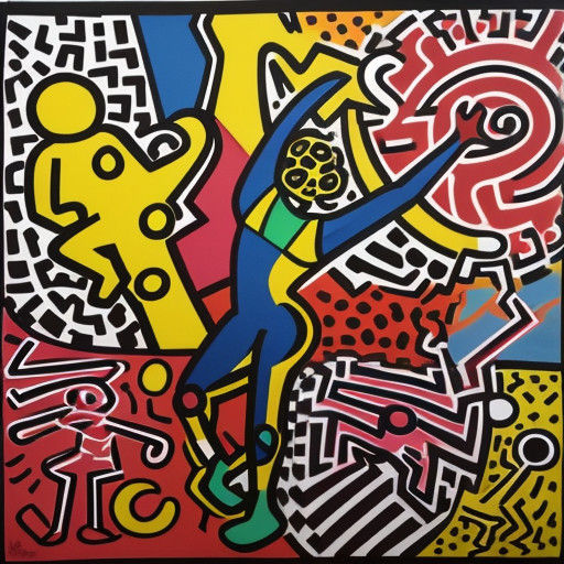 dance Keith Haring's iconic rounded art style charcoal