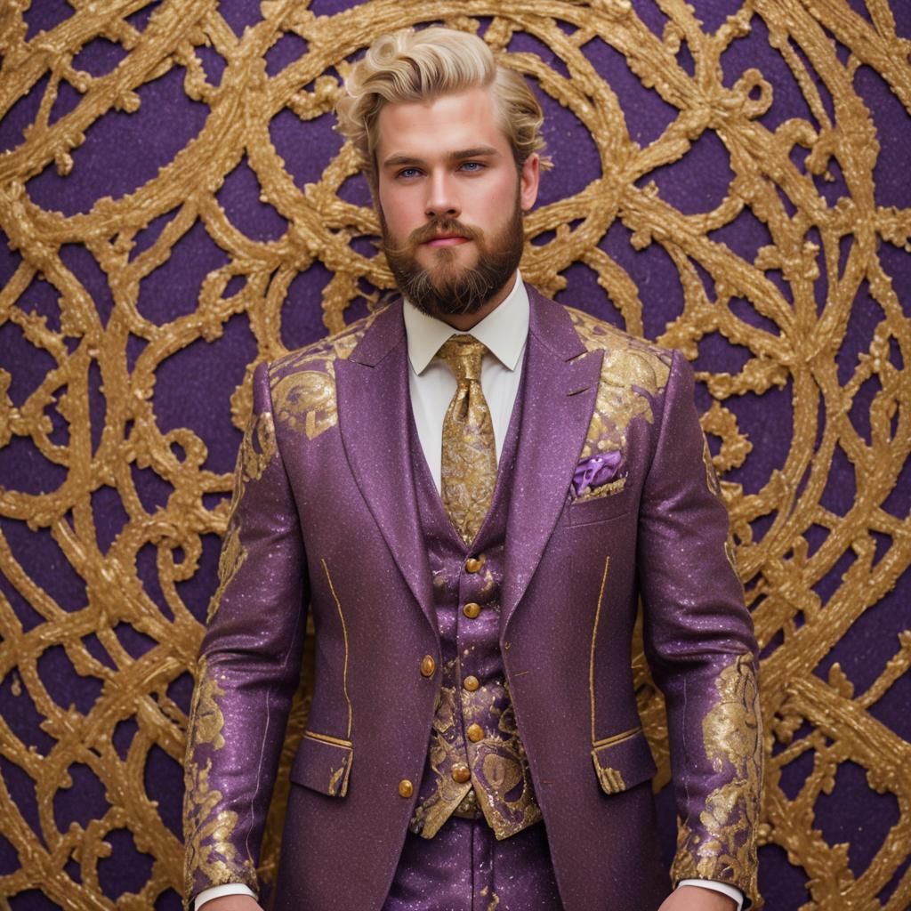 Handsome man wearing purple and gold - AI Generated Artwork - NightCafe ...