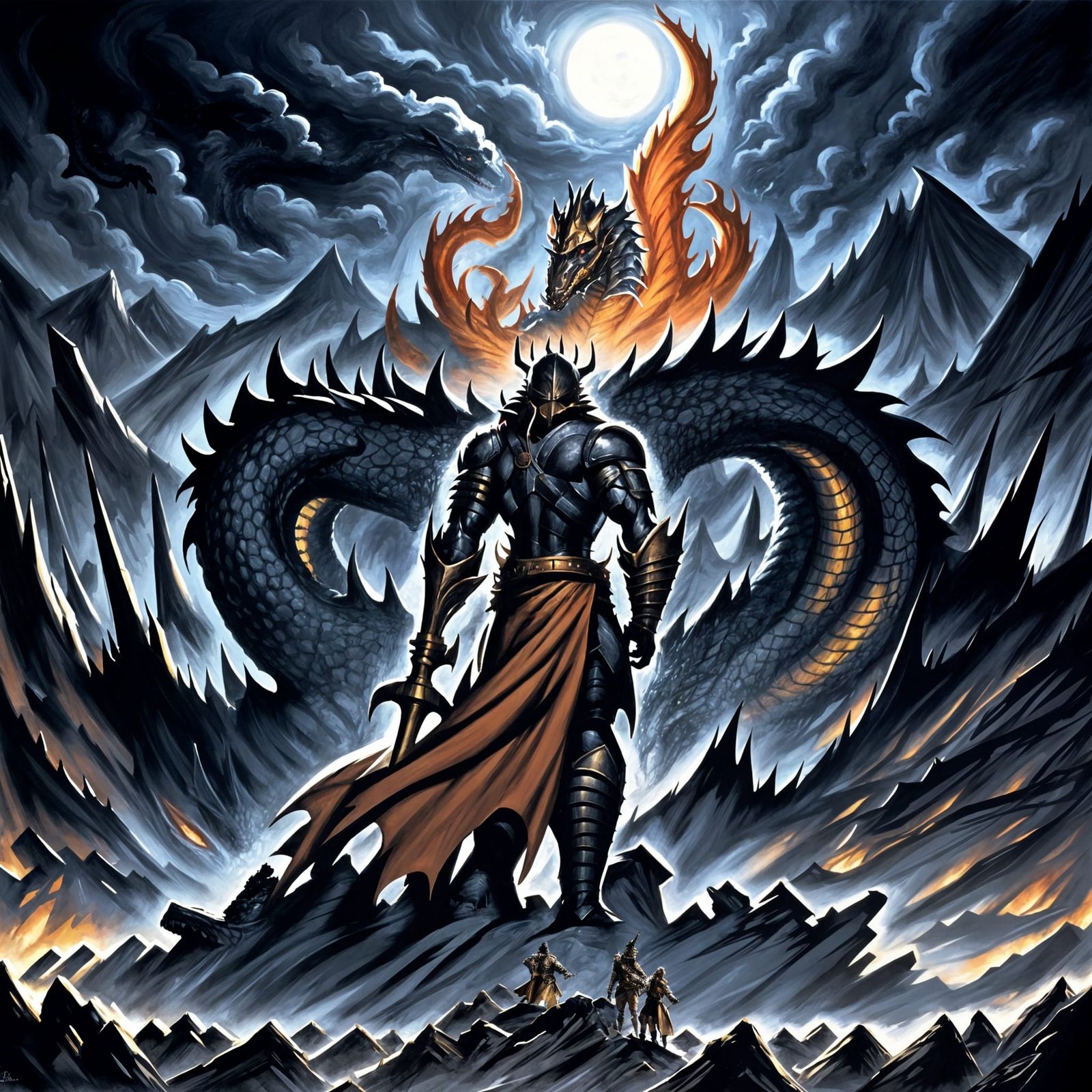 a Knight Killing a dragon - AI Generated Artwork - NightCafe Creator