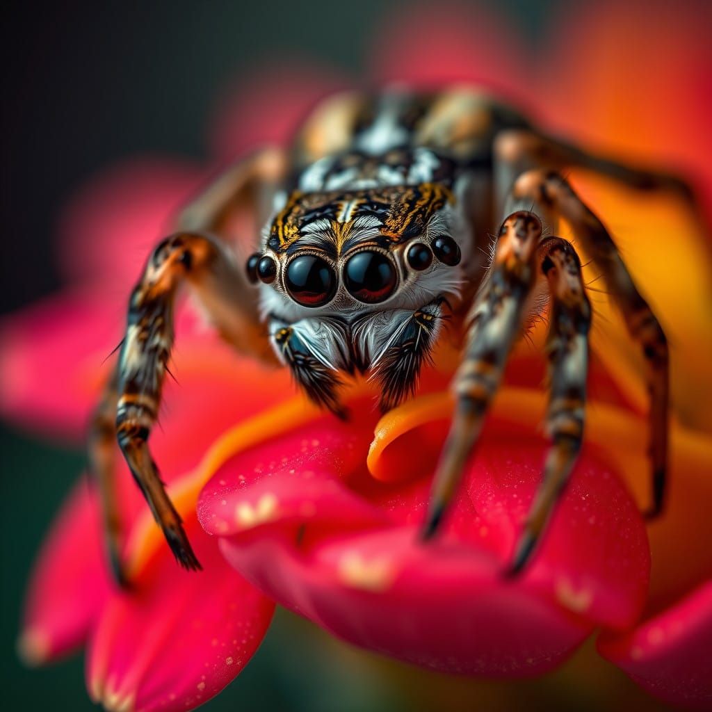 spiders eyes - Hyperrealistic Macro Photo of a Spider's Eyes