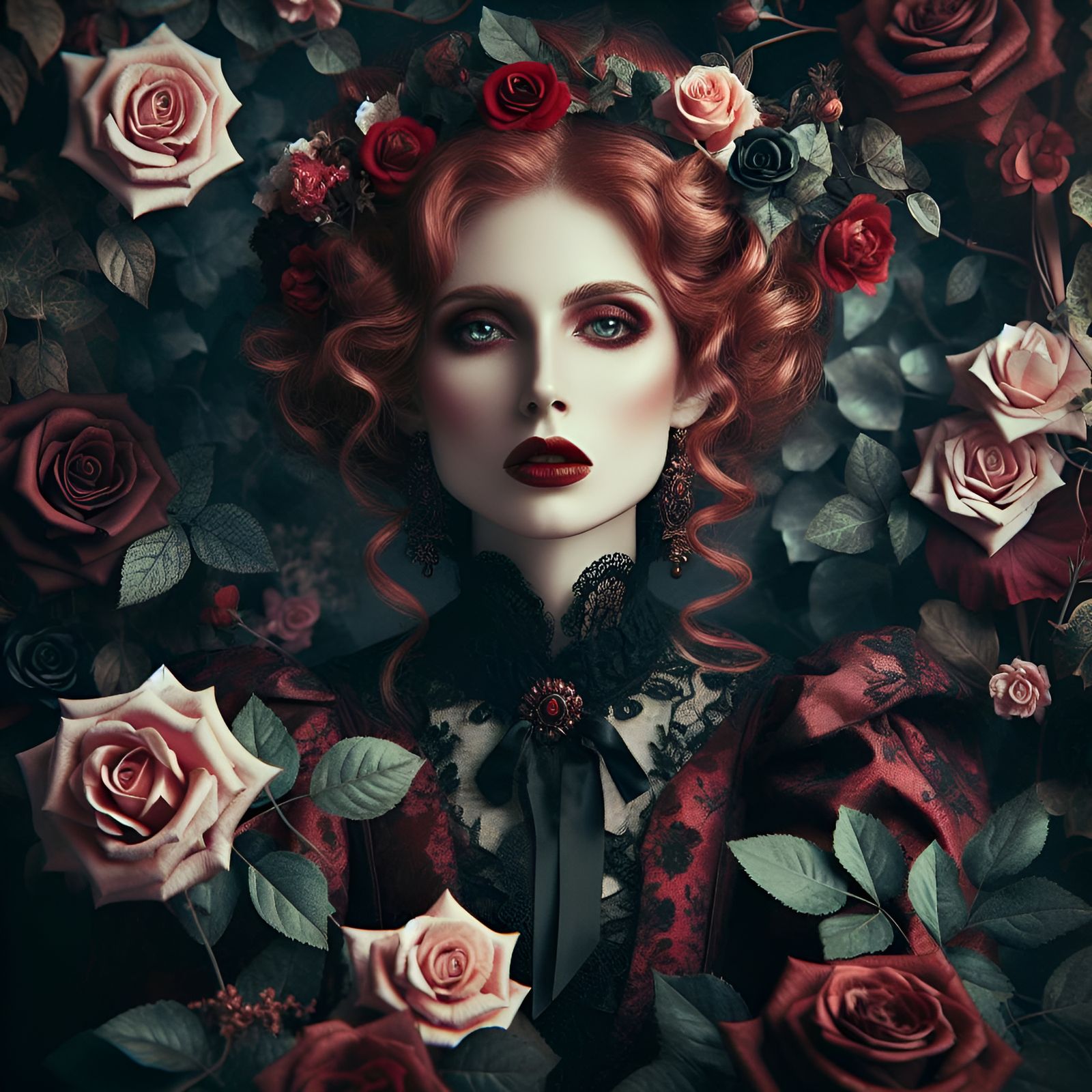 Woman, gothic, Emilie Autumn, roses, vines, ivy - AI Generated Artwork ...