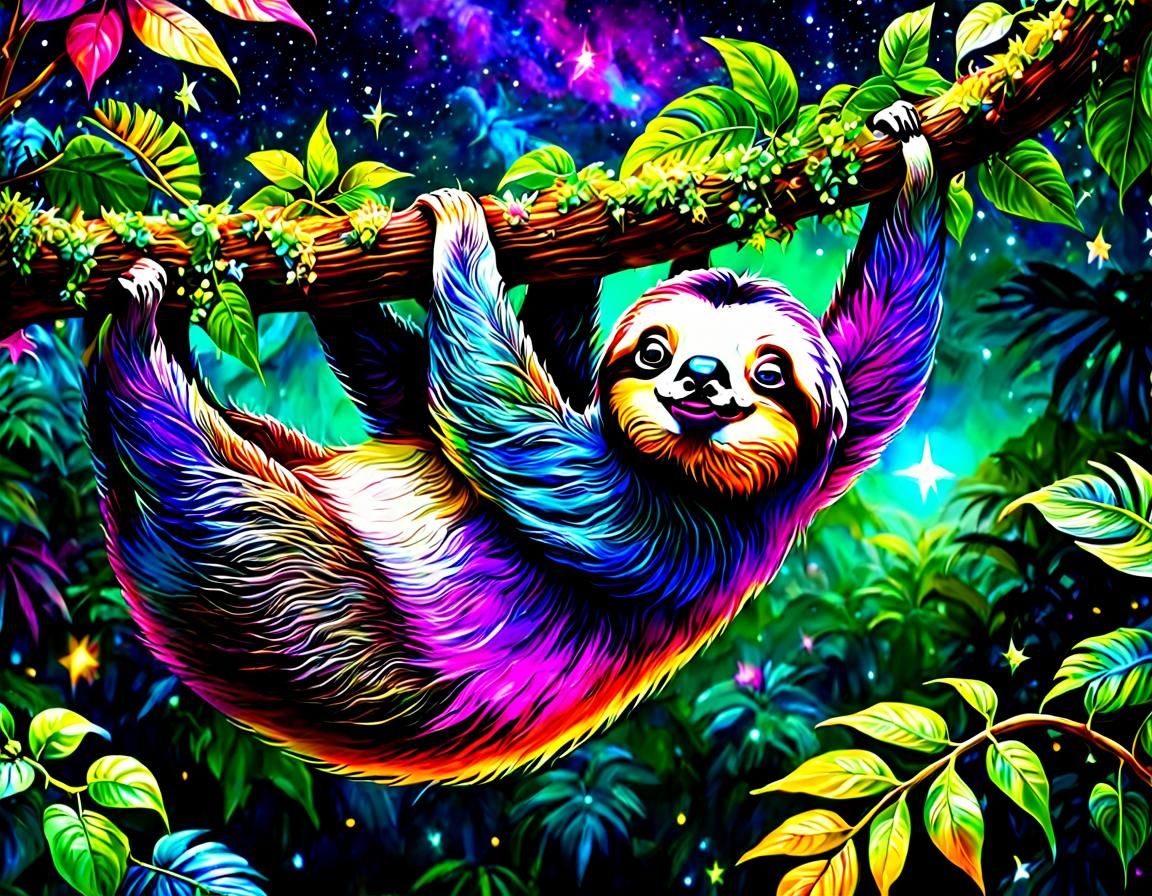 Spider Sloth by Lisa Frank - AI Generated Artwork - NightCafe Creator