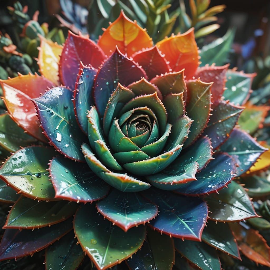 Rainbow spiral succulent, , January 2025 fractals in nature