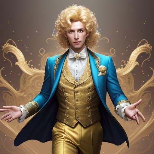 Elegant Youth Dances in Whimsical Rococo Attire - AI Art