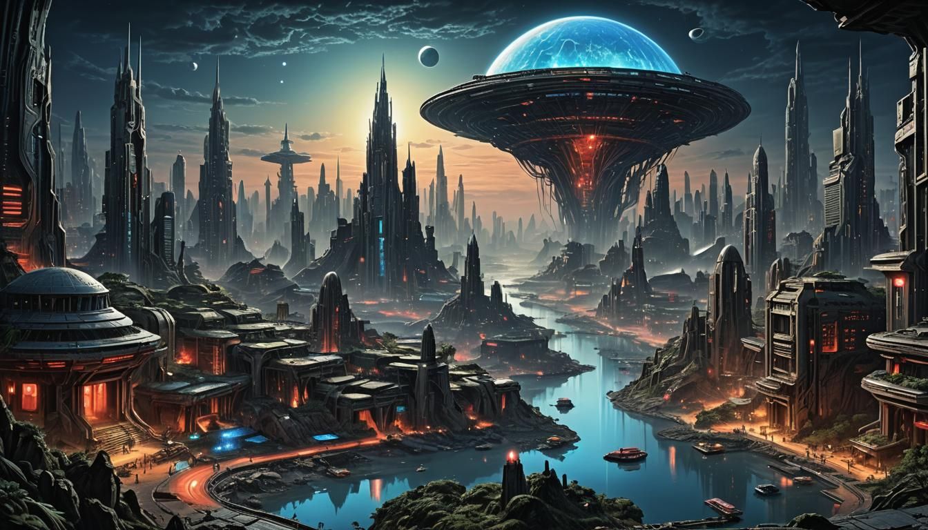 Alien Mega City - AI Generated Artwork - NightCafe Creator