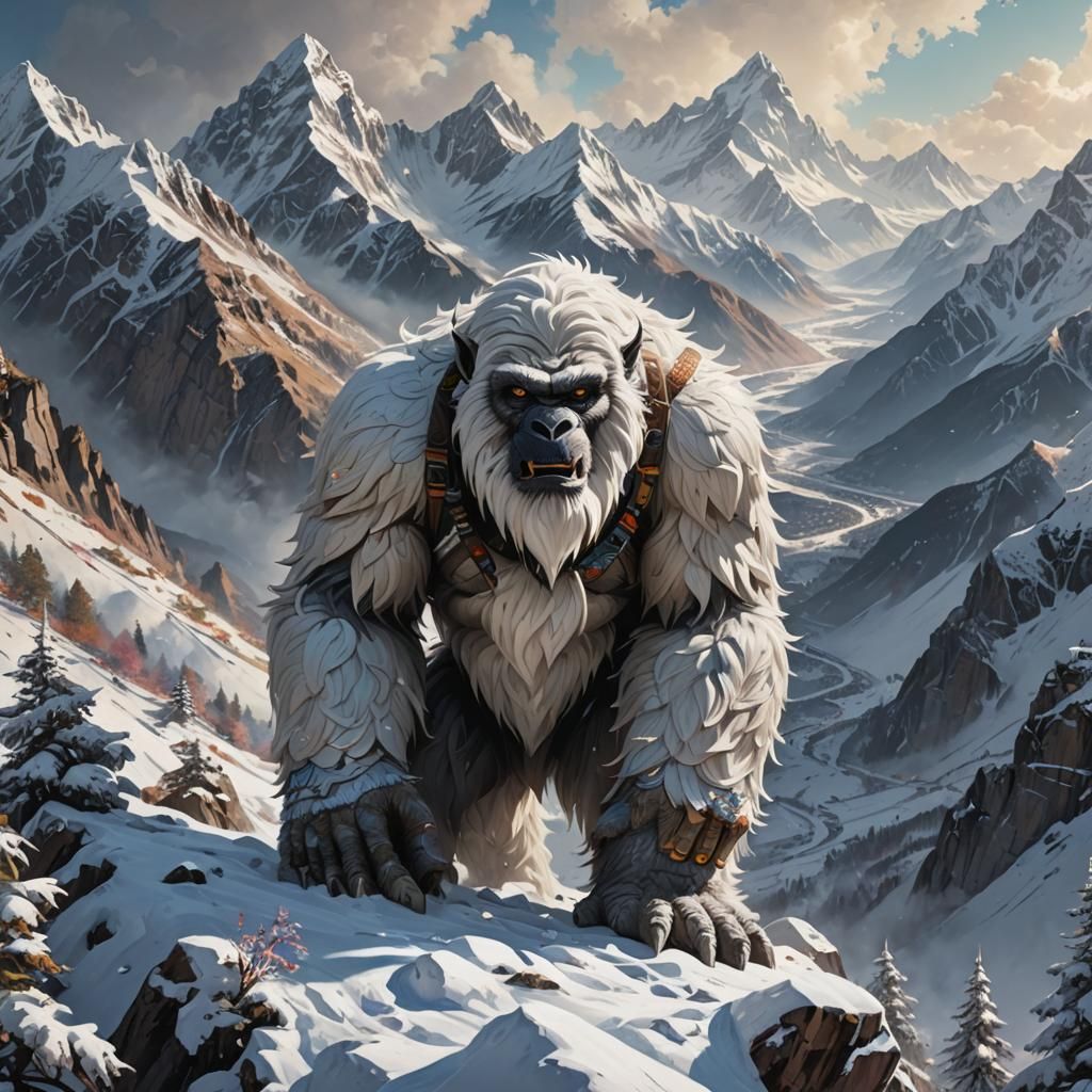 Yeti in the mountains - AI Generated Artwork - NightCafe Creator