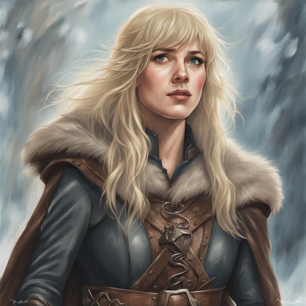 Zooey Deschanel, blonde, dnd, winter, ranger. - AI Generated Artwork ...