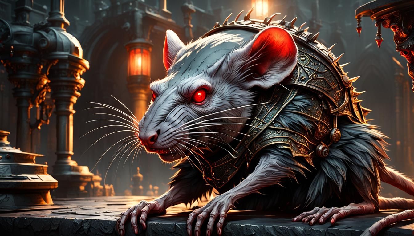 fantasy evil humanoid rat bulglar with red eyes, night_time, 8k ...