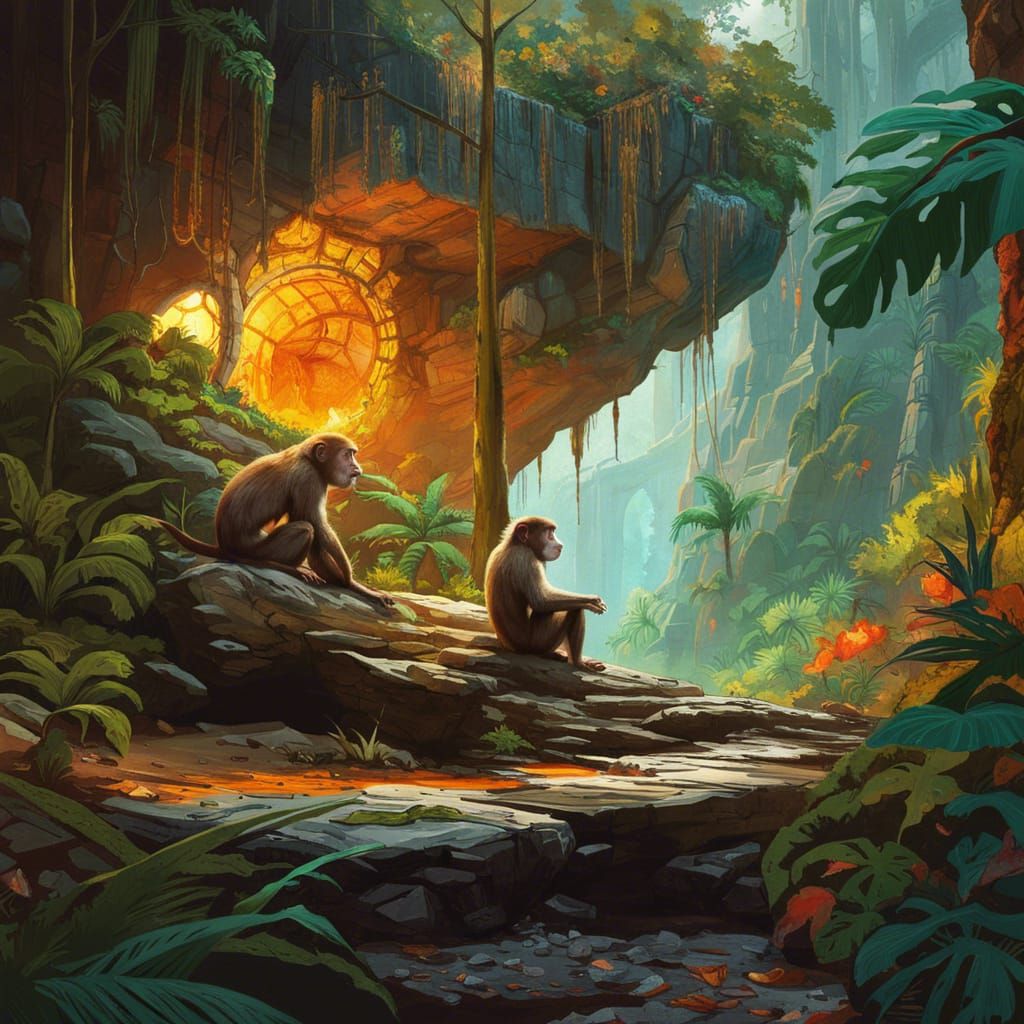 Monkey cave - AI Generated Artwork - NightCafe Creator