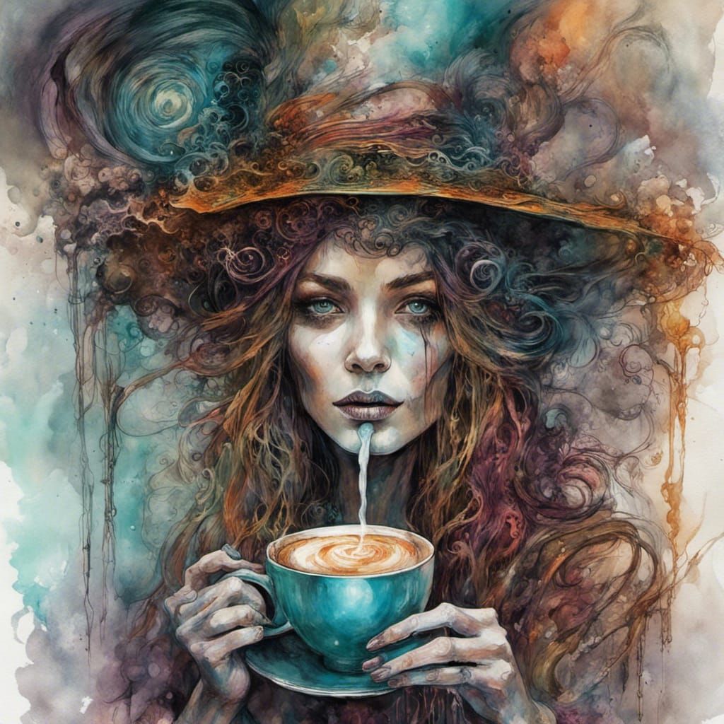 Surrealist Coffee Witch - AI Generated Artwork - NightCafe Creator