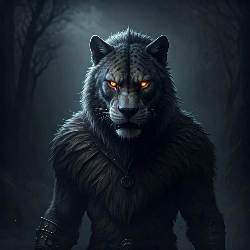 Guardian from the shadows - Werewolf Warrior Stands Guard in...