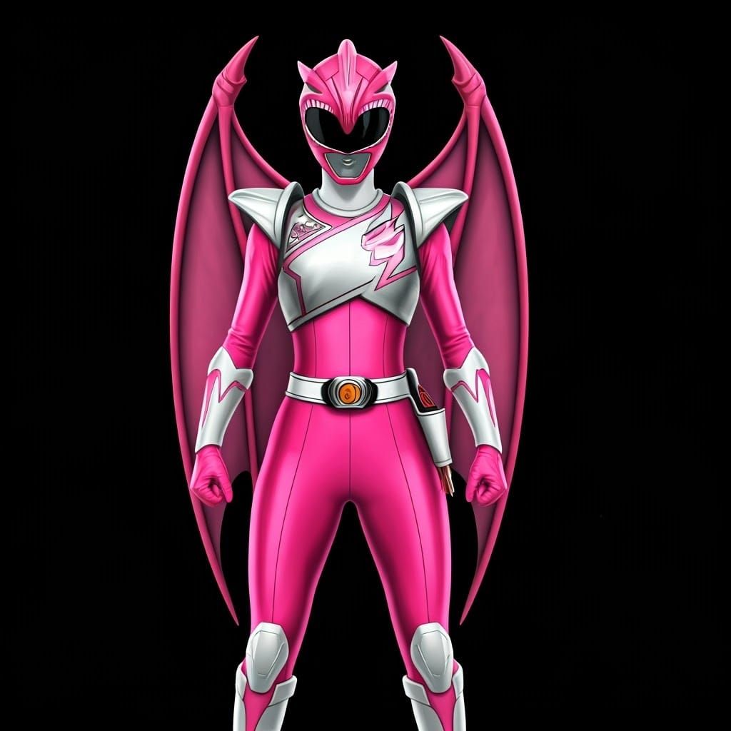 Power Ranger pterodactyl costume Vibrant pink with white and silver ...