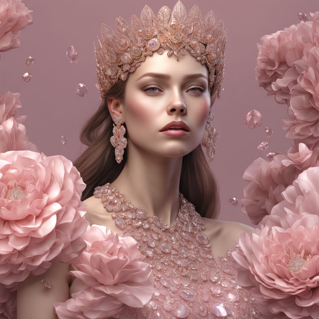 Hyperrealistic portrait of a slightly frivolous queen, somewhat haughty ...